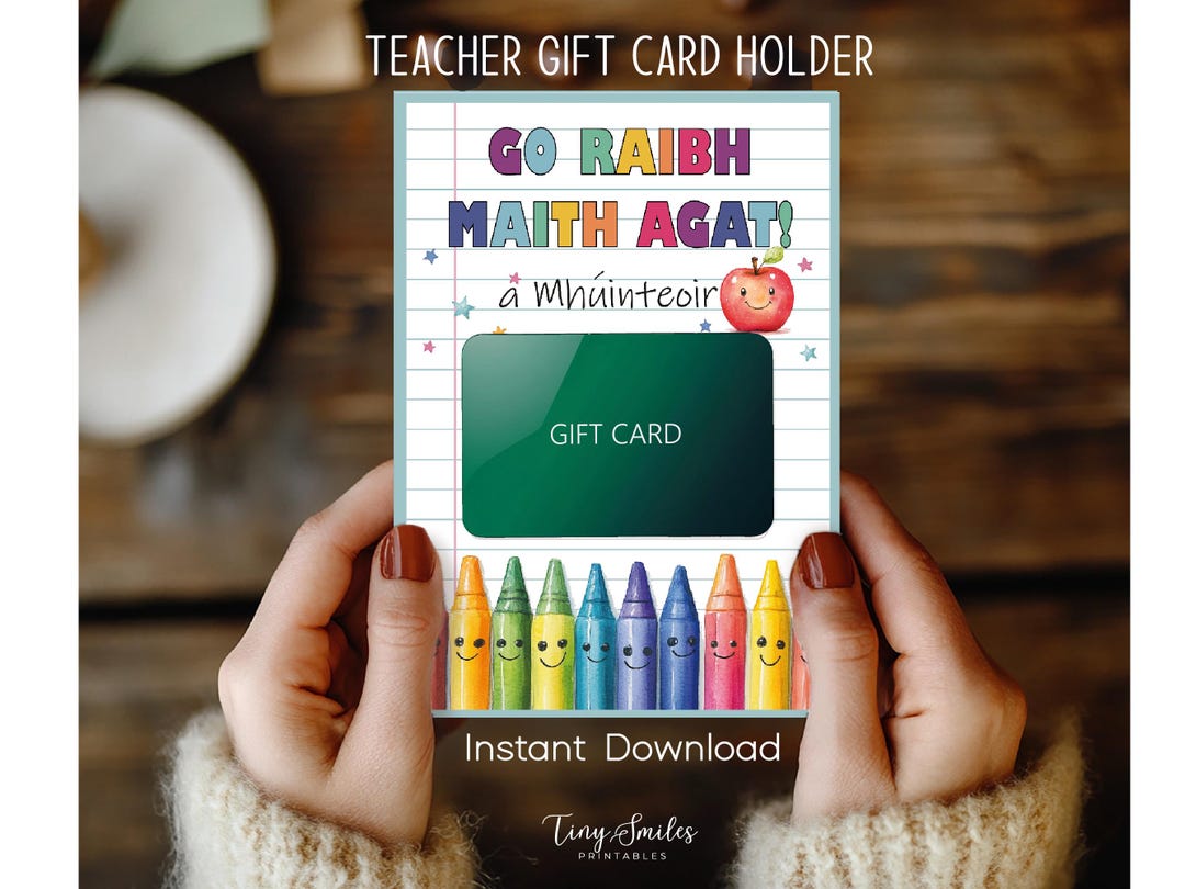 Irish Muinteoir Teacher Montessori Gift Card Holder Printable | End of ...