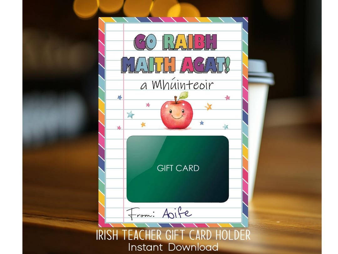 Irish Muinteoir Teacher Gift Card Holder Printable | End of Year ...
