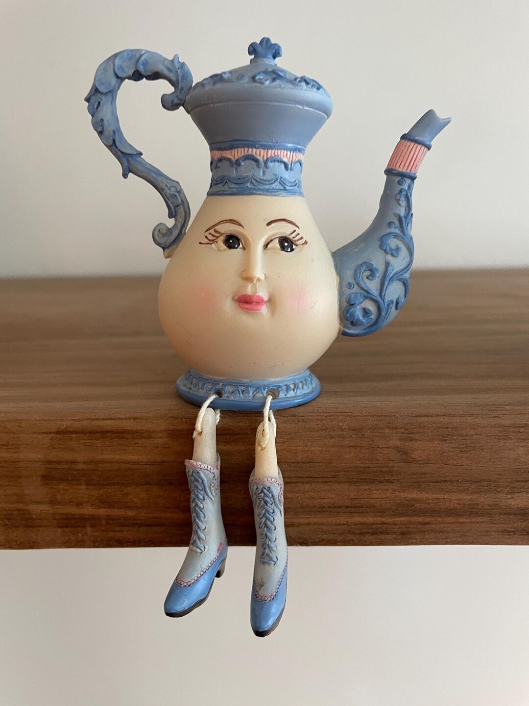 Collections Etc Tea Party Anthropomorphic Resin Shelf Sitter Teapot ...