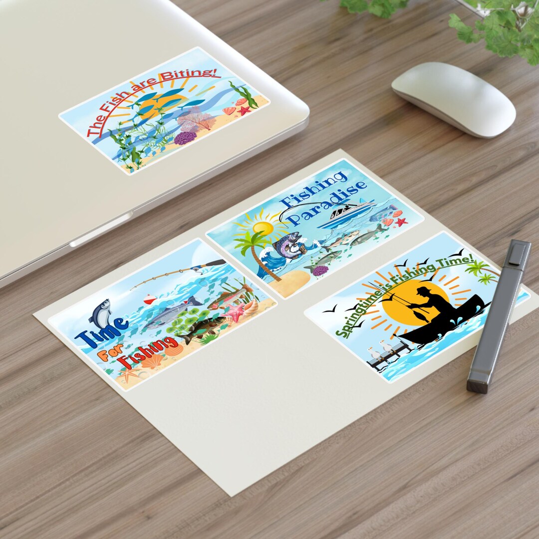 Fishing Scene Sticker Sheets: Angler Tackle Box Decals - Etsy