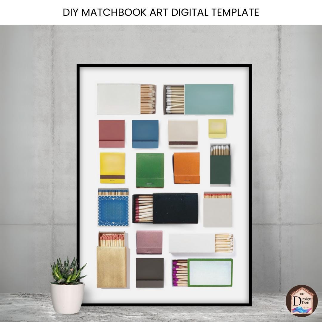 DIY Matchbook Art Template - Custom Matchbook - Printable Craft Supply ...