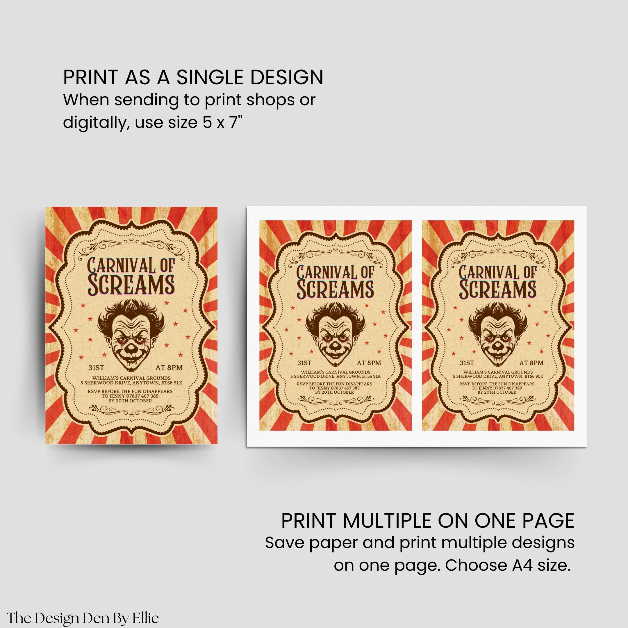 Carnival of Screams Halloween Invitation | Haunted Carnival Party ...