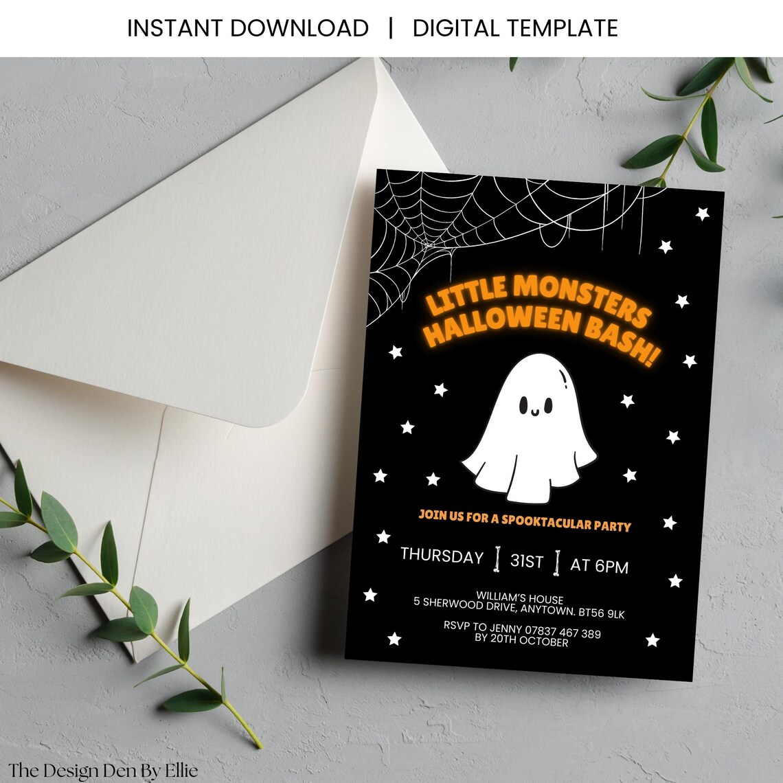 Cute Halloween Kids Party Invitation | Editable Birthday Invite ...