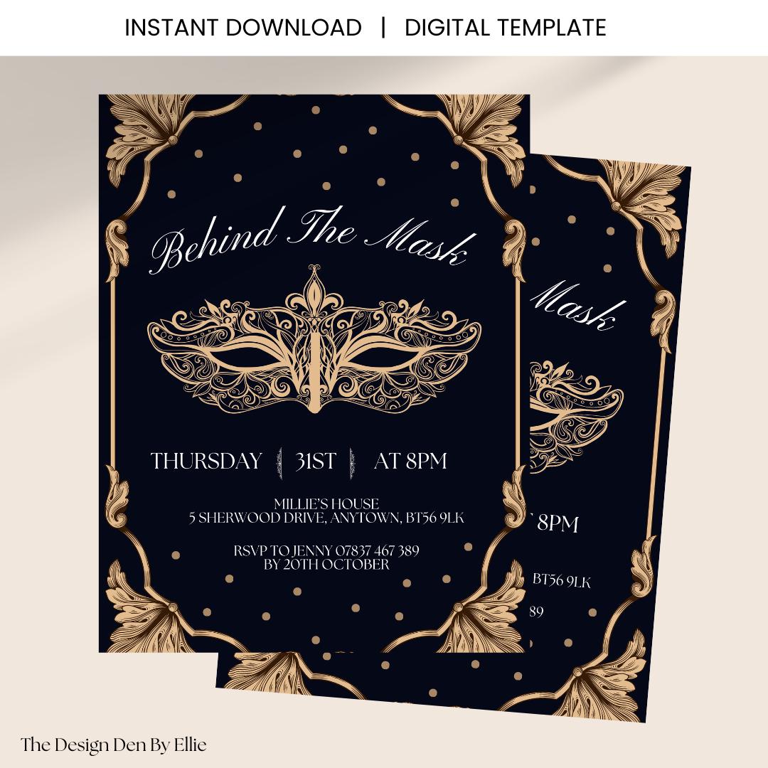 Behind the Mask Haunted Masquerade Ball Invitation | Halloween Party ...