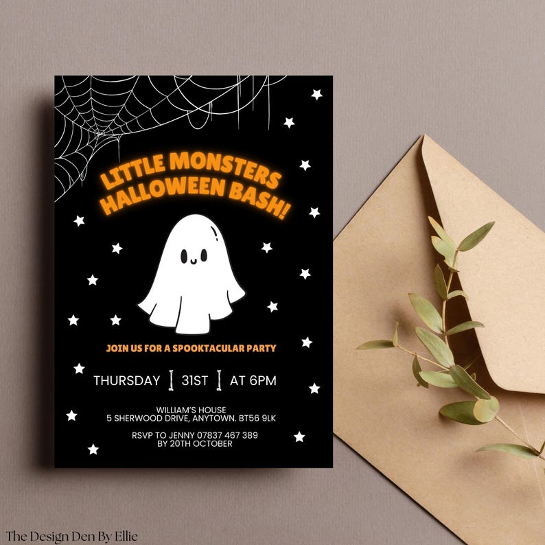 Cute Halloween Kids Party Invitation | Editable Birthday Invite ...