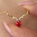 Gold Plated Red Enamel Fire Heart Pendant Necklace, Dainty Heart ...