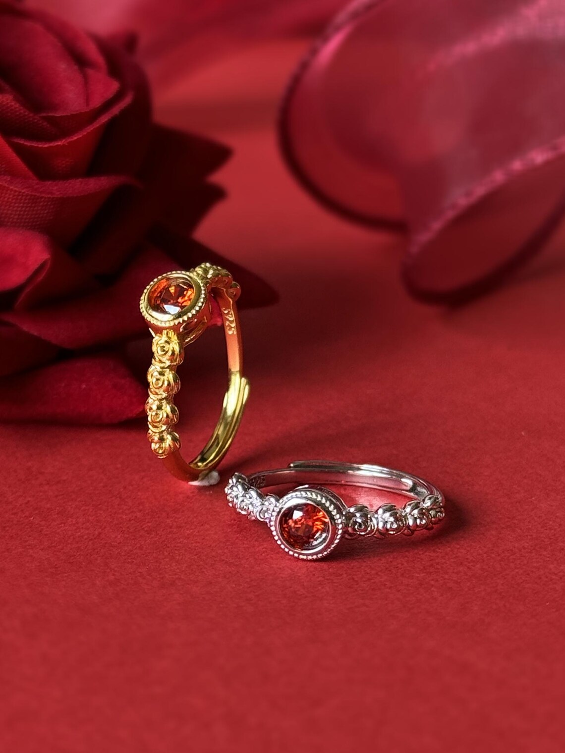 Caraval Officially Licensed, Scarlett Dragna Roses Ring, Red Ruby Ring ...