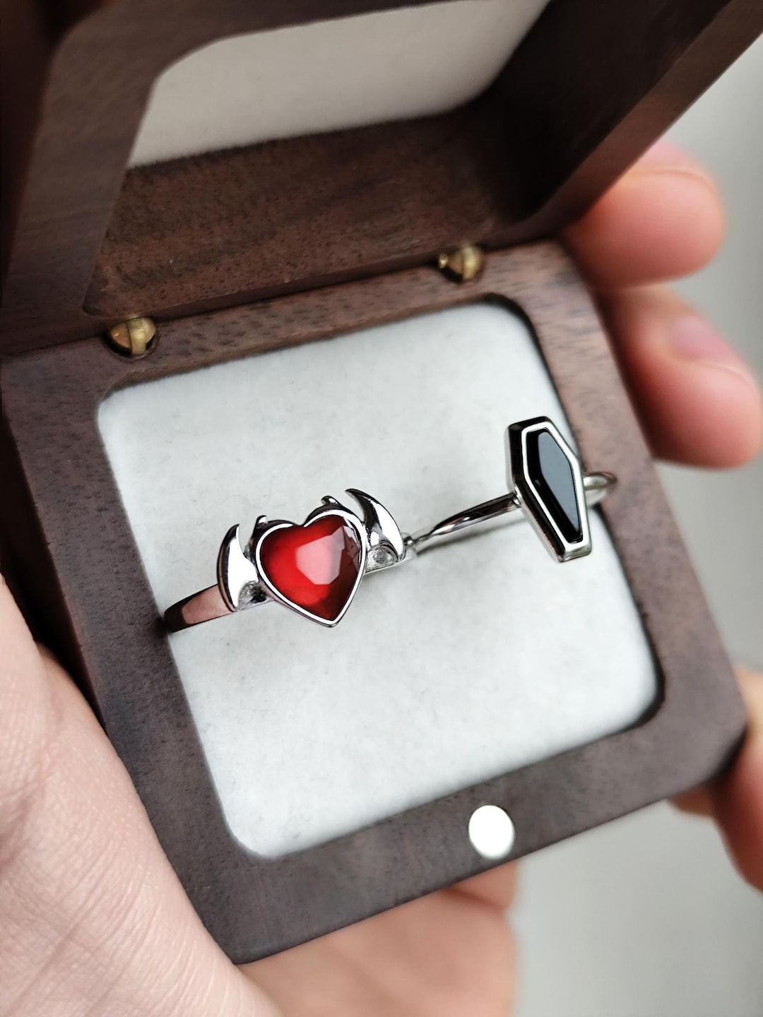 Draculaura Couple Rings, Vampire Monster Ring, Coffin Ring, Bat Vampire ...