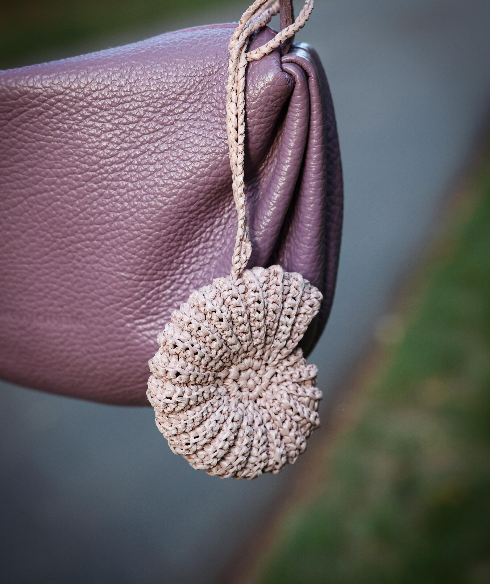 Raffia Crochet Keychain Bag Decoration Shell - Etsy