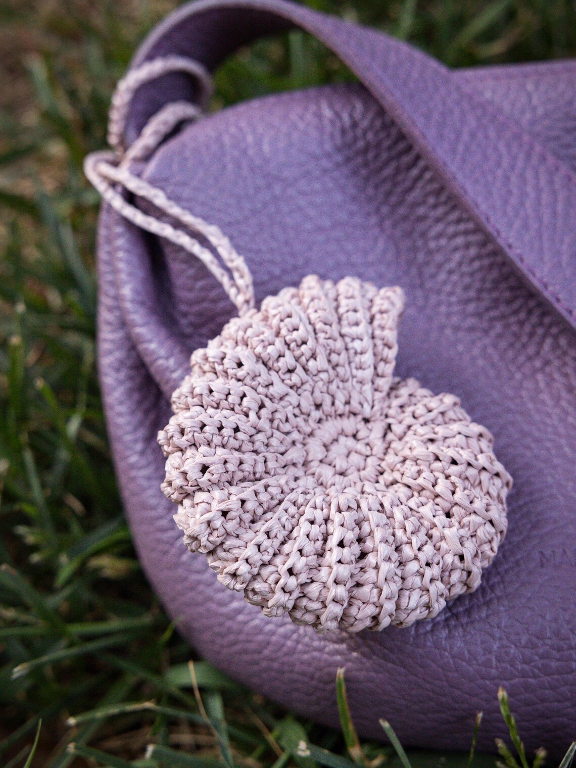 Raffia Crochet Keychain Bag Decoration Shell - Etsy