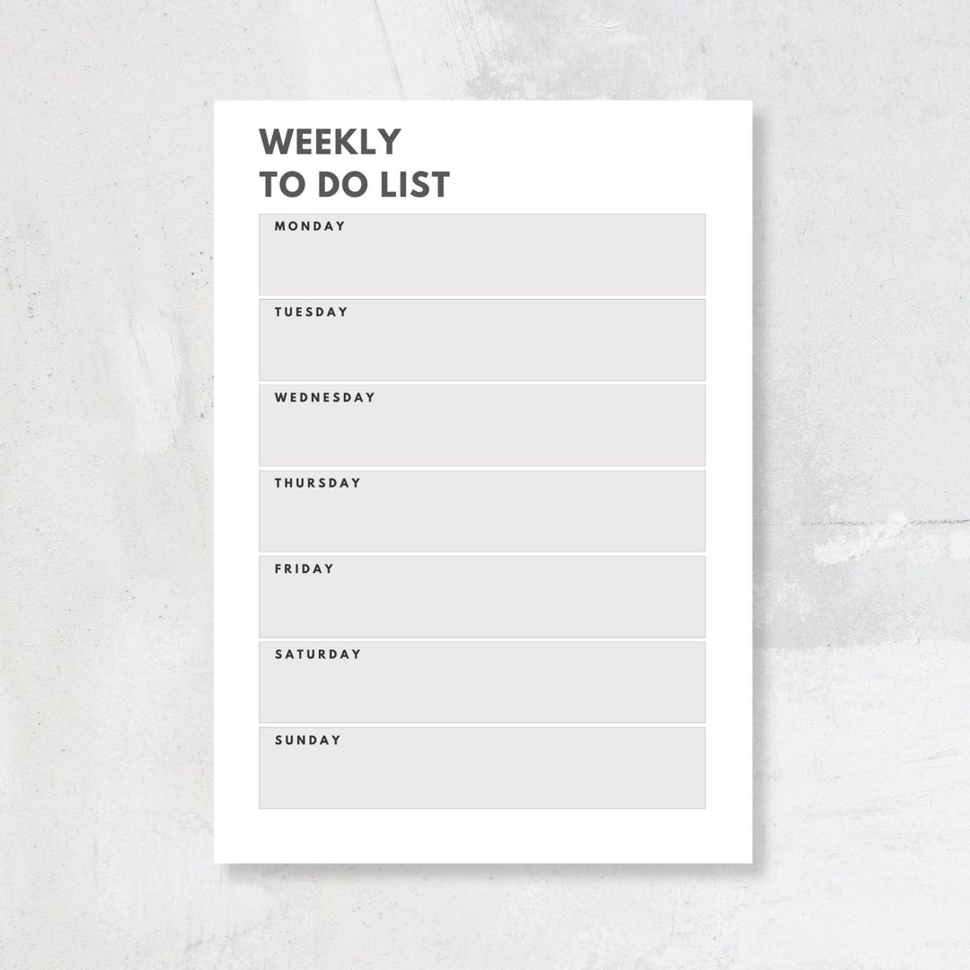 Weekly to Do List, Black & White - Printable, Digital - Etsy