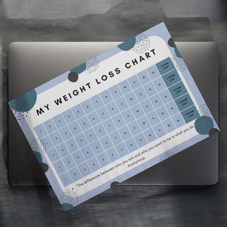 Printable Blue Weight Loss Tracker Chart - Stay on Track With Your ...
