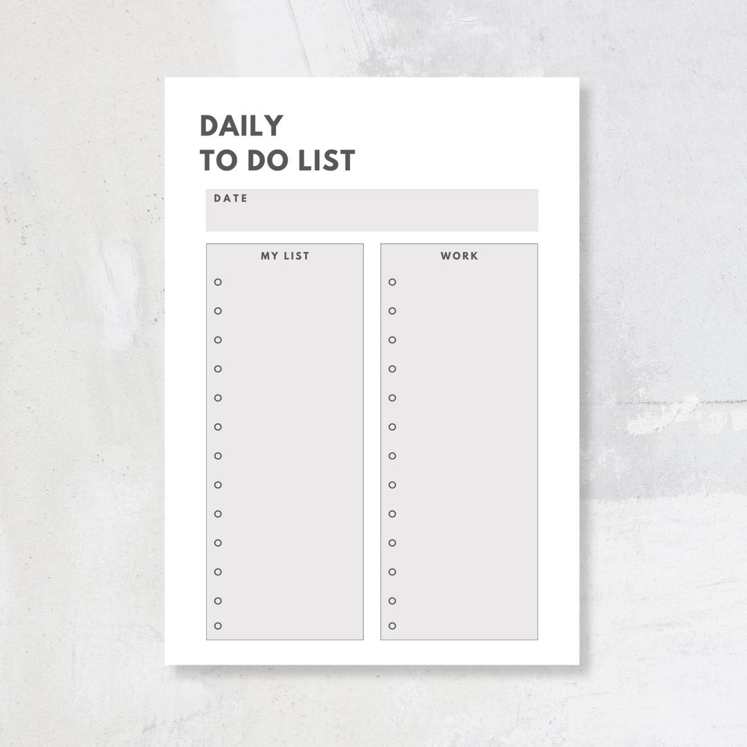 Daily Weekly to Do List, Black & White - Printable, Digital - Etsy