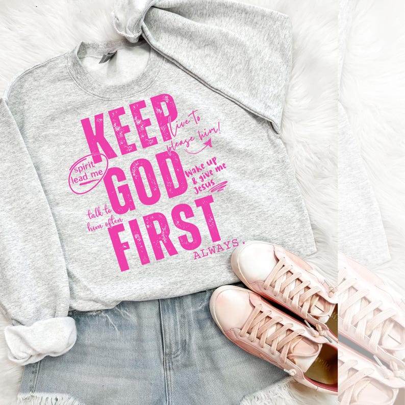 Keep God First Faith Single Color Screen Print Transfer, Trendy Faith ...