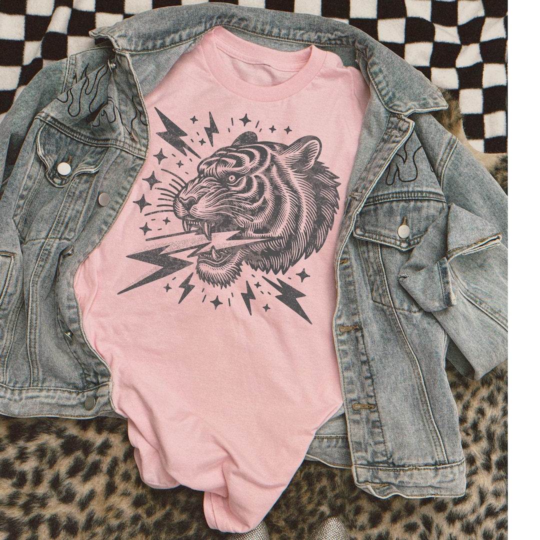 Roaring Tiger Retro/edgy DTF Transfer, Trendy Tiger, Edgy, Alternative ...