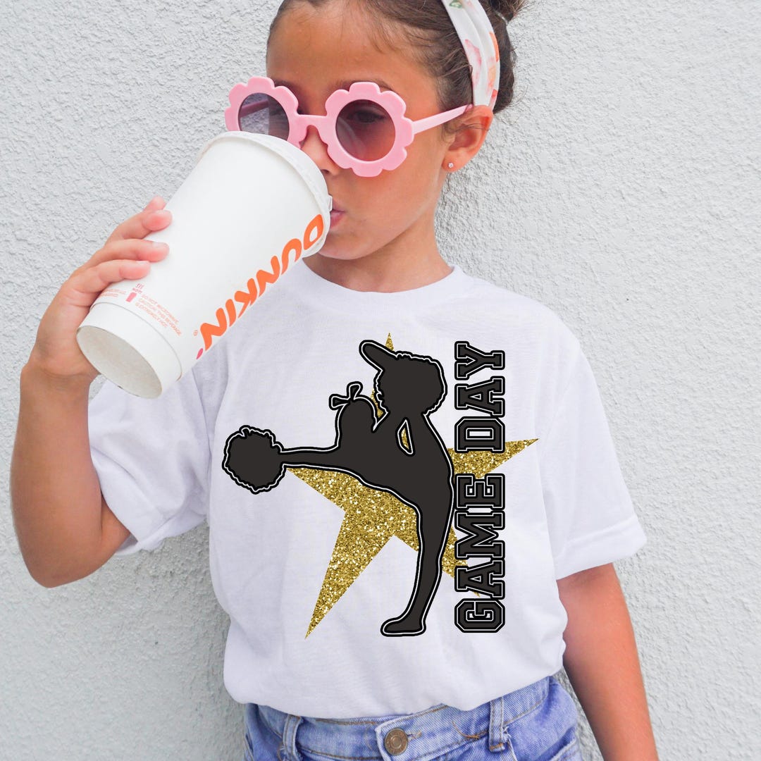 Gold Glitter Star Game Day Cheer DTF Transfer,cheerleading, DTF, Ready ...