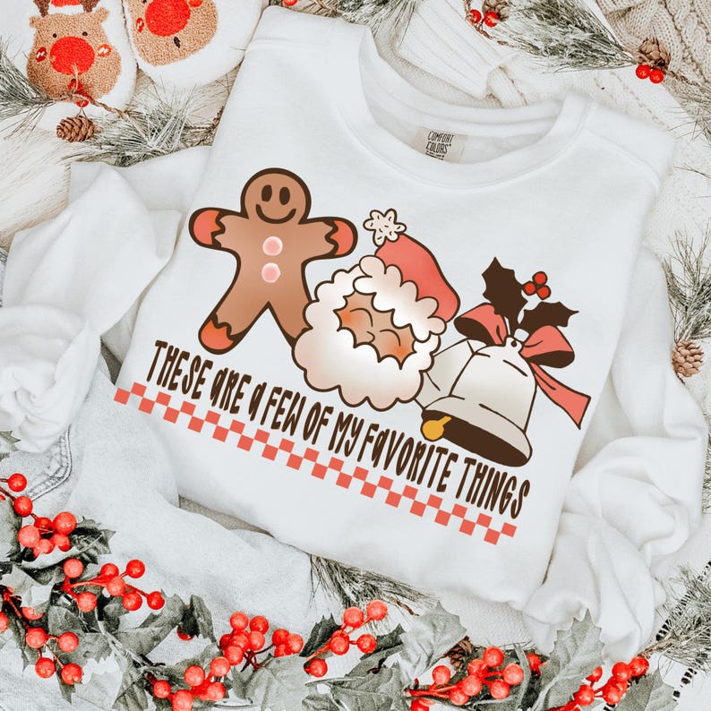 Vintage Christmas Favorite Things PNG, Santa, Bell, Gingerbread ...