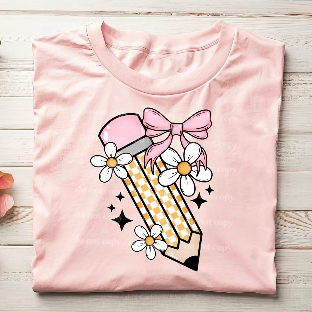 Retro School Pencil Floral DTF Transfer, Pencil, Back to School, Retro ...