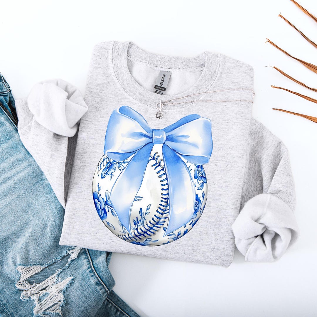 Trendy Blue Toile Baseball DTF Transfer, Game Day, Trendy Baseball, DTF ...