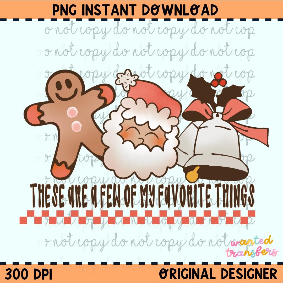 Vintage Favorite Things PNG, Christmas PNG, Minimalist Christmas, Bell ...