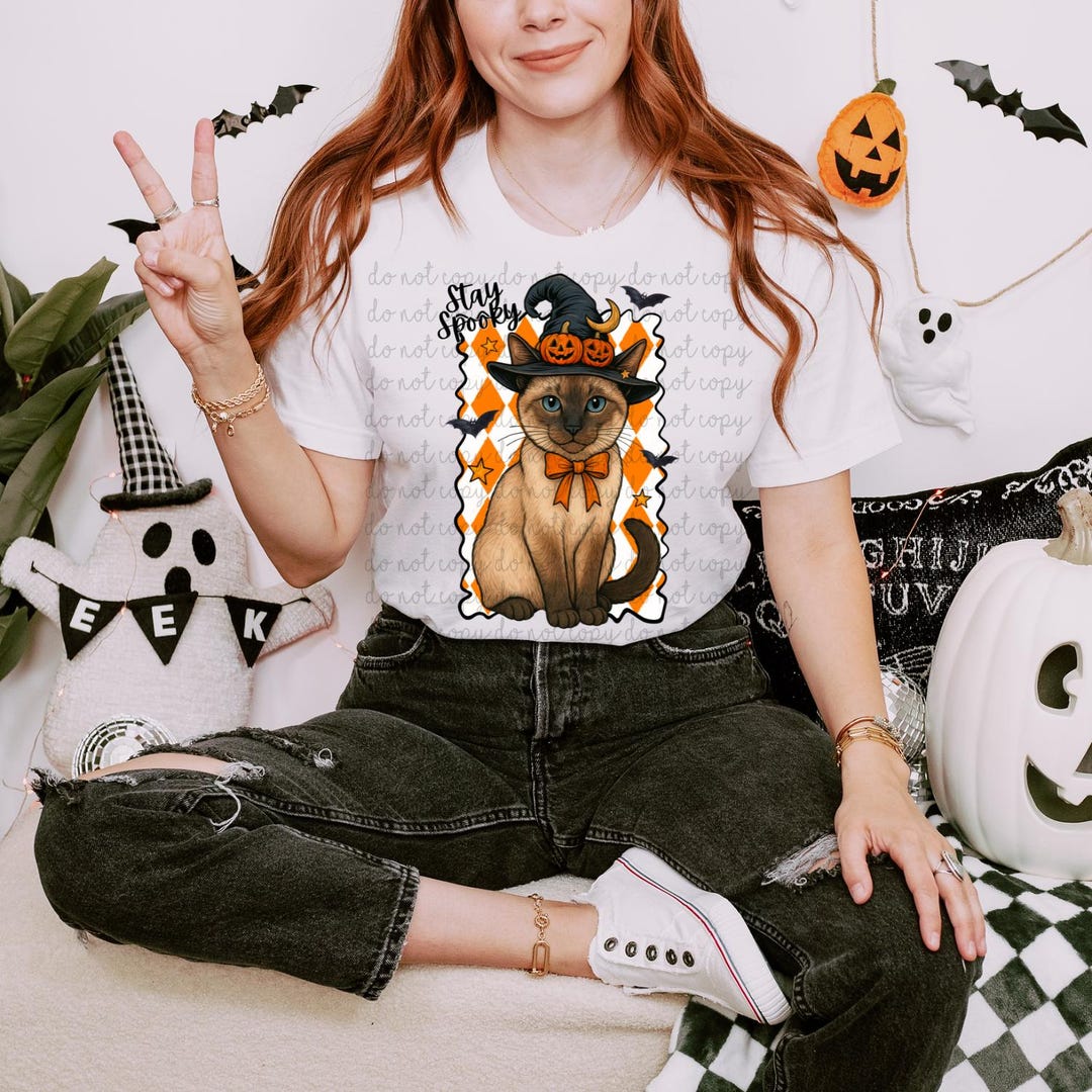 Spooky Siamese Cat DTF Transfer, Trendy Halloween, Dog, Animal, Spooky ...