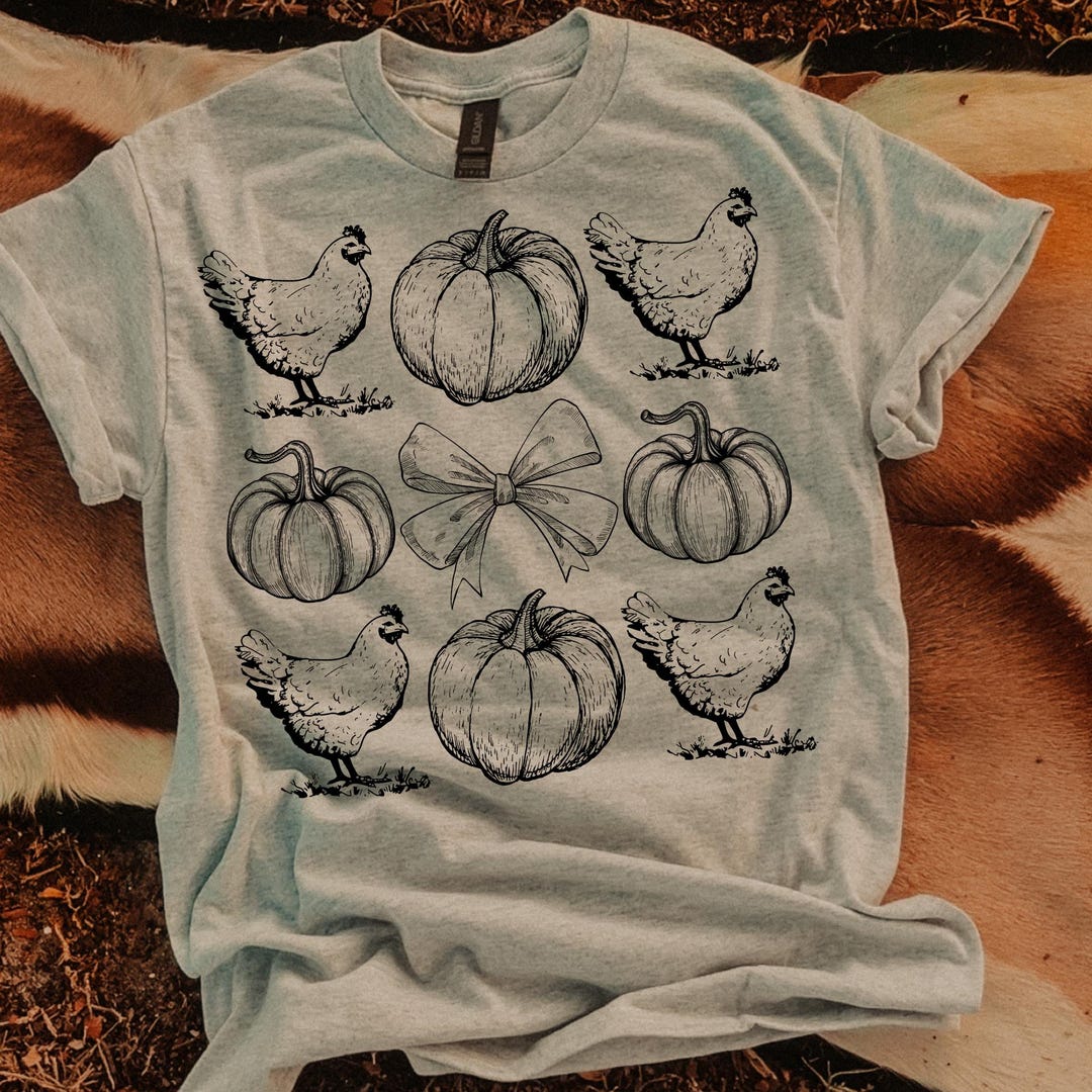 Fall Chickens Western Single Color Screen Print Transfer, Trendy ...