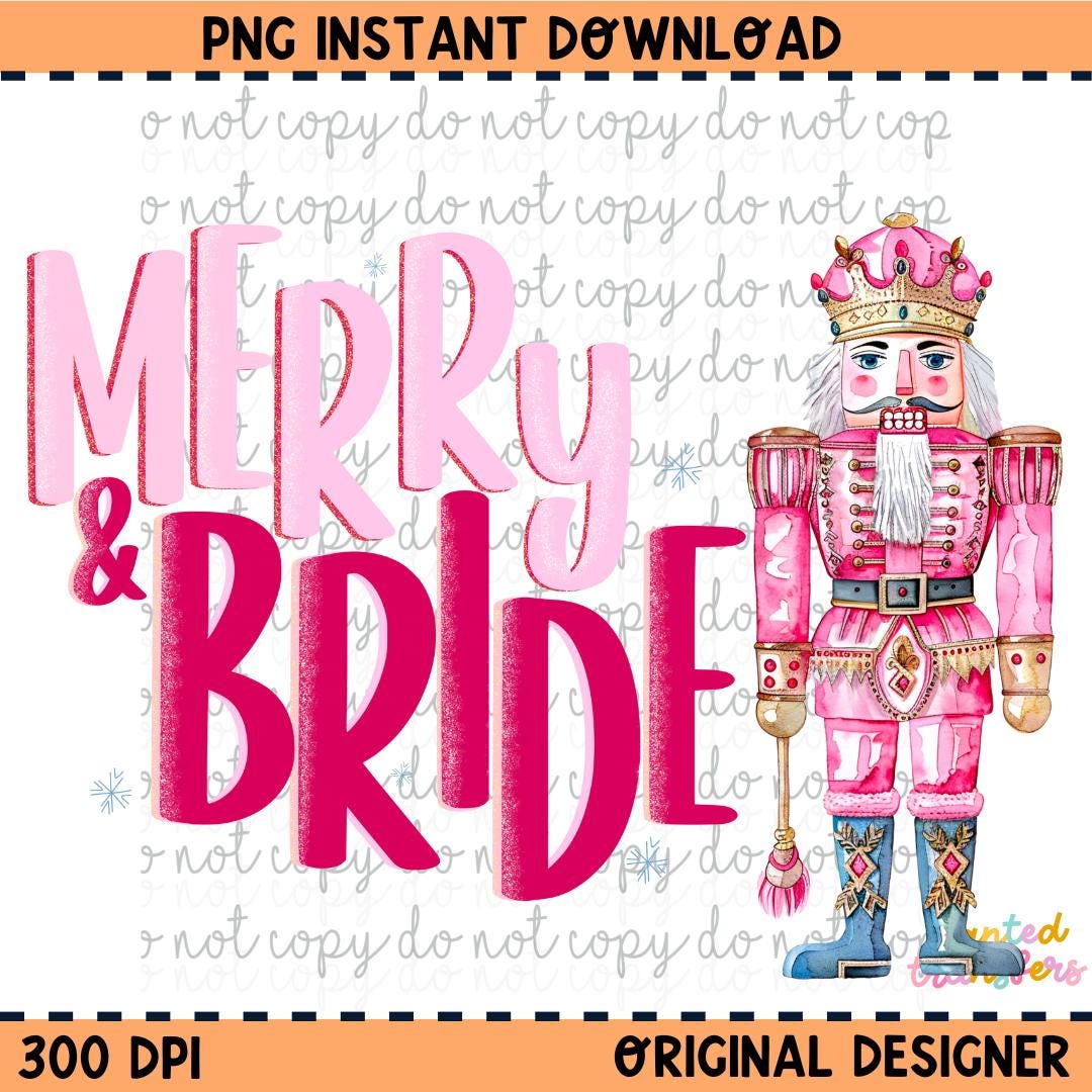 Merry & Bride PNG, Christmas Wedding PNG, Glitter Christmas ...
