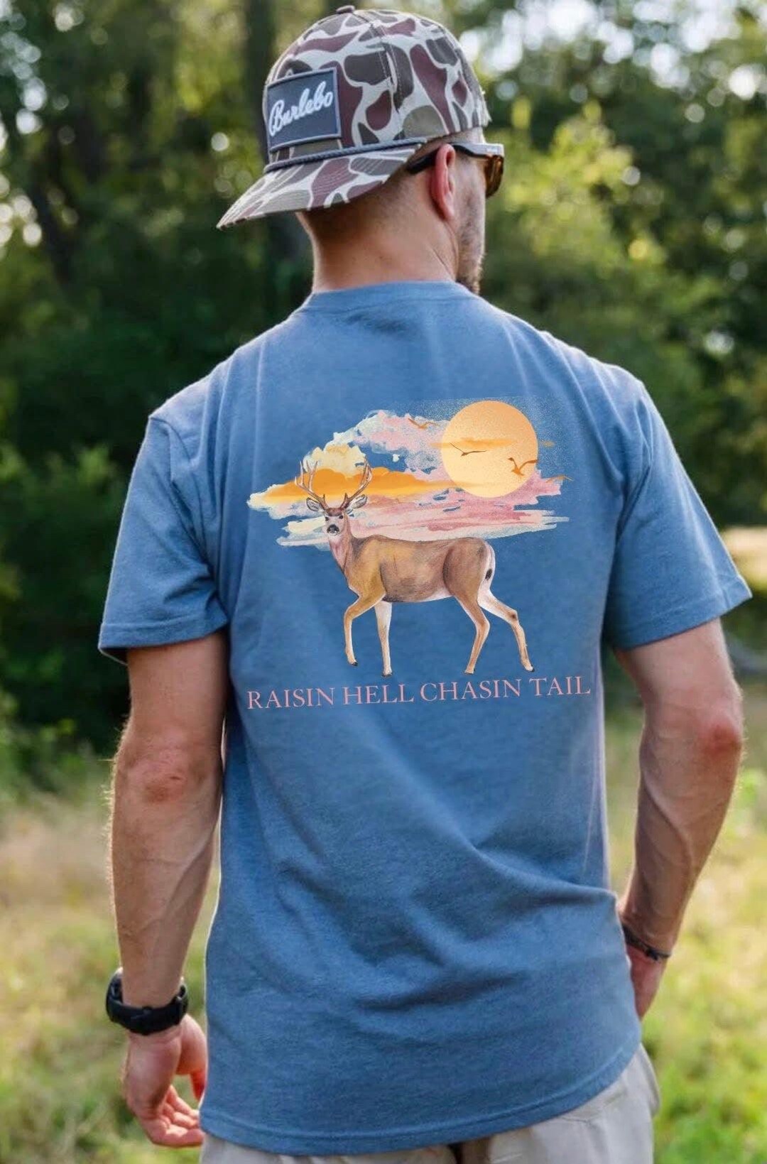 Raising Hell Chasing Tail Deer Hunting DTF Transfer, Trendy Hunting ...