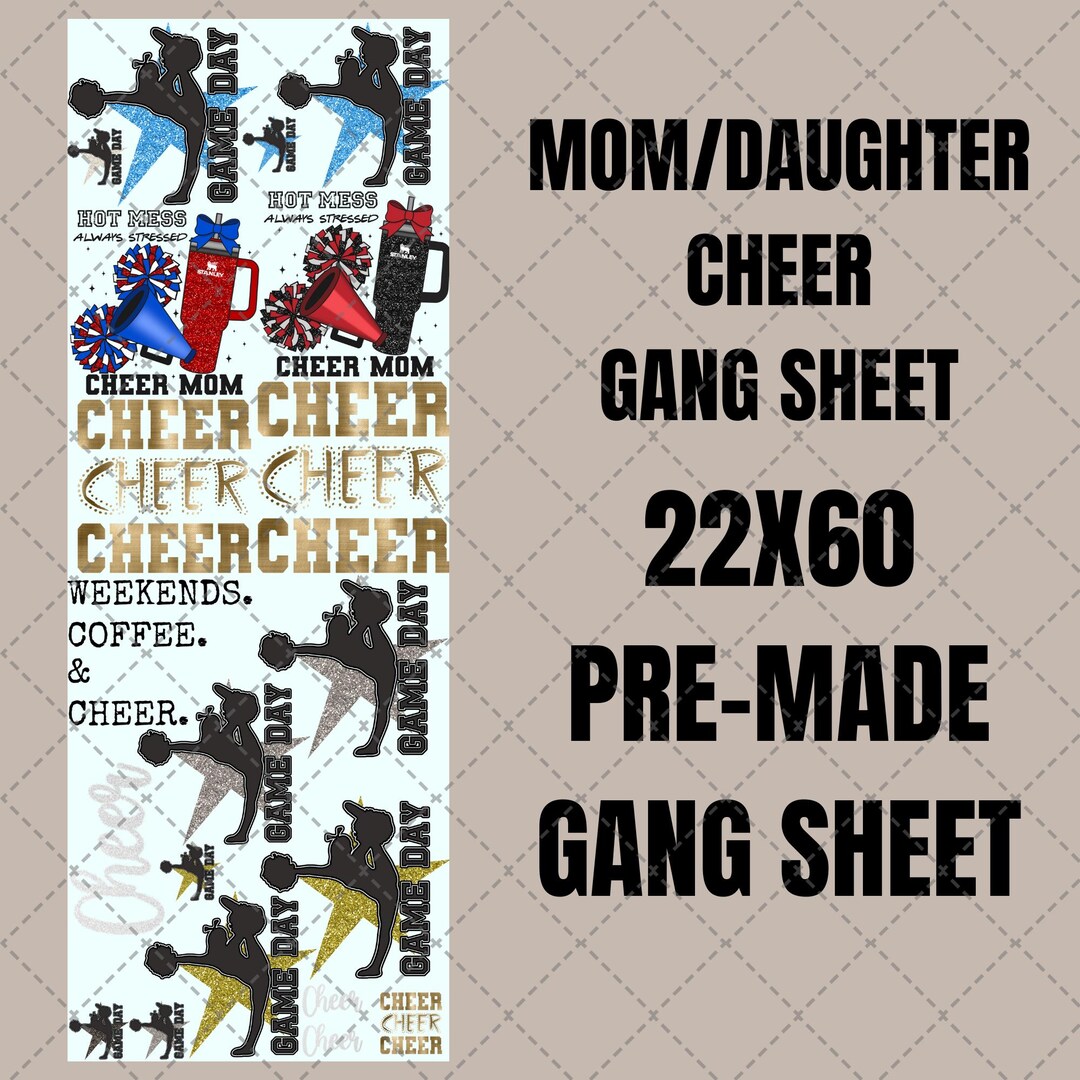 Mom/daughter Cheer Premade Gang Sheet 22"x60"premade Gang Sheet, Themed ...
