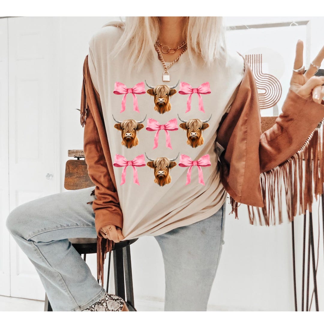 Coqeutte Highland Cows Western Preppy DTF Transfer,dtf, Western, Ready ...