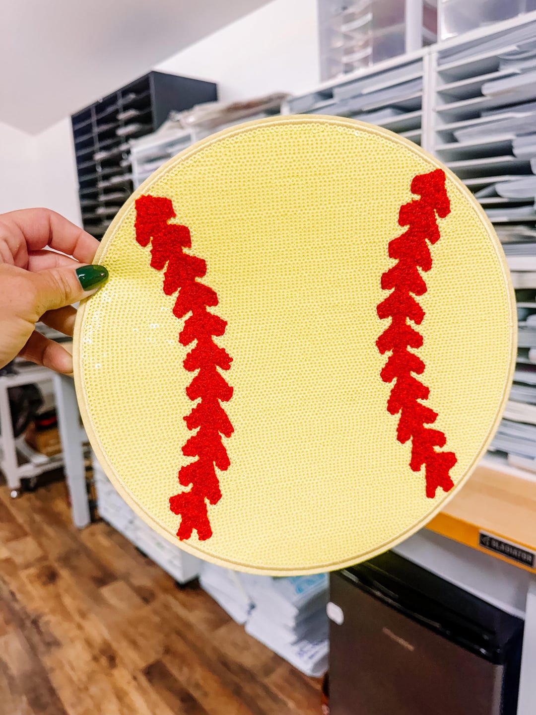 Oversized Softball Sequin Patch (adult Size), Trendy Chenille Patch ...