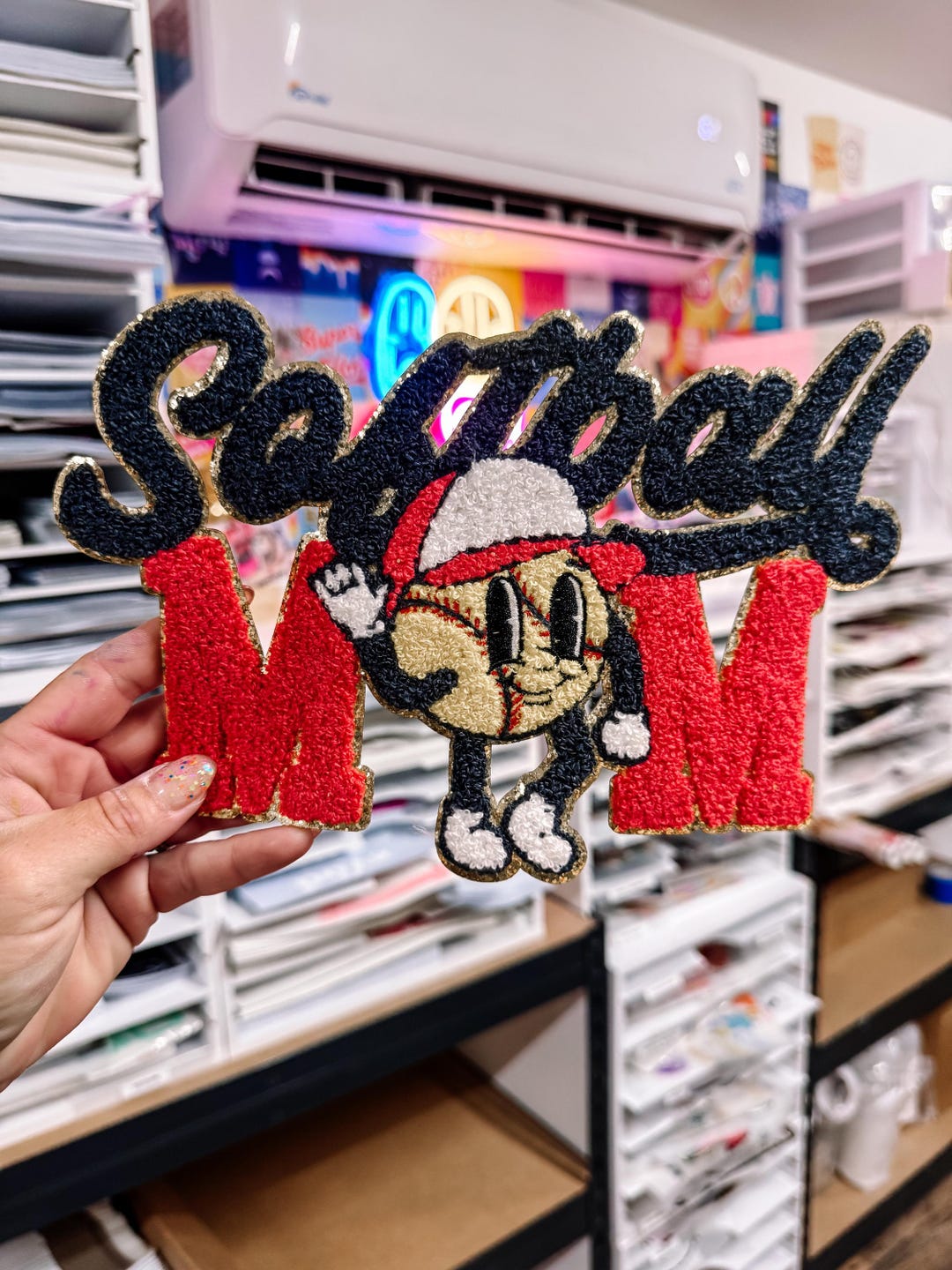 Softball Mom Chenille Patch (adult Size), Ready to Ship, Sequin ...