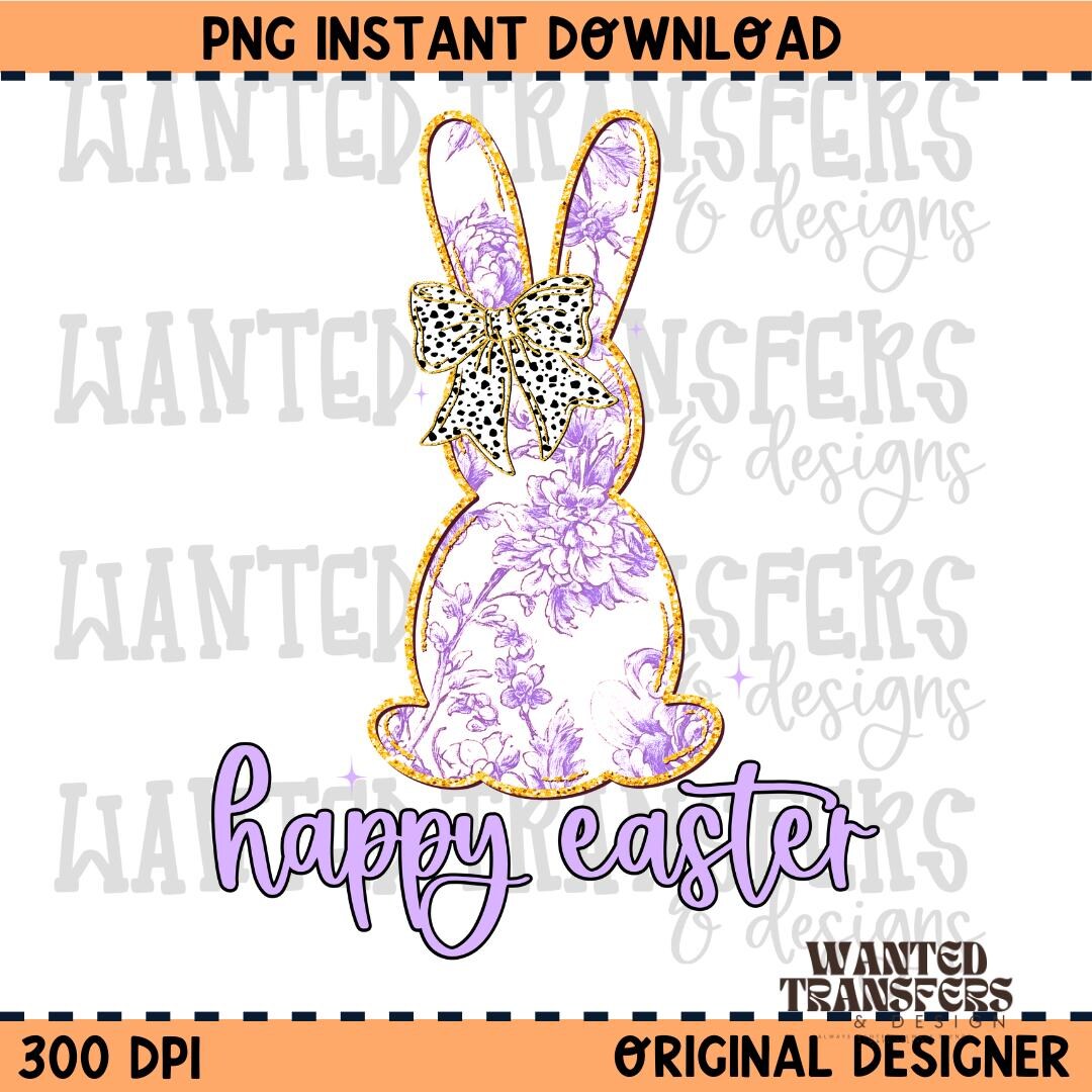 Happy Easter Purple Toile PNG Digital Download - Etsy