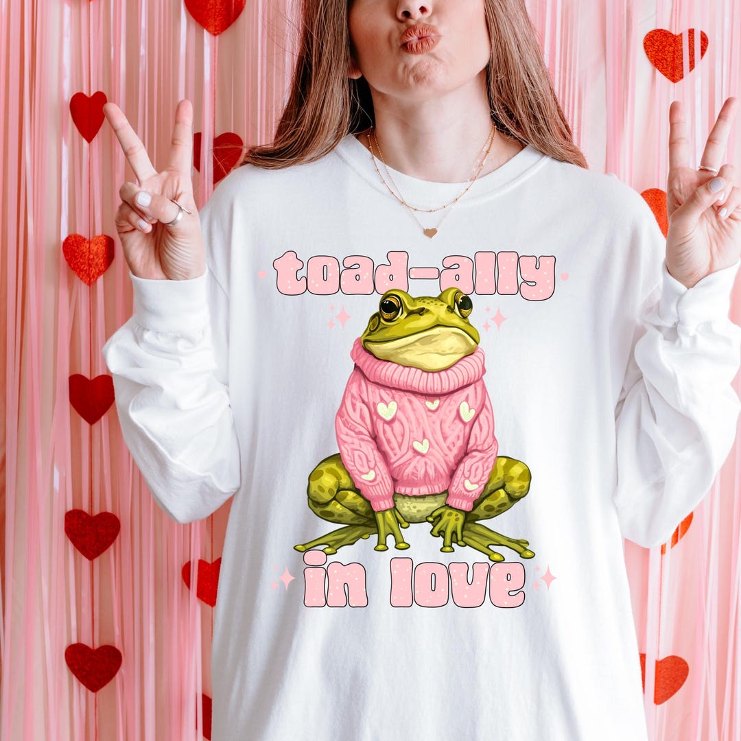 Toad-ally in Love Cute Frog PNG, Trendy Valentines PNG, Watercolor Vday ...