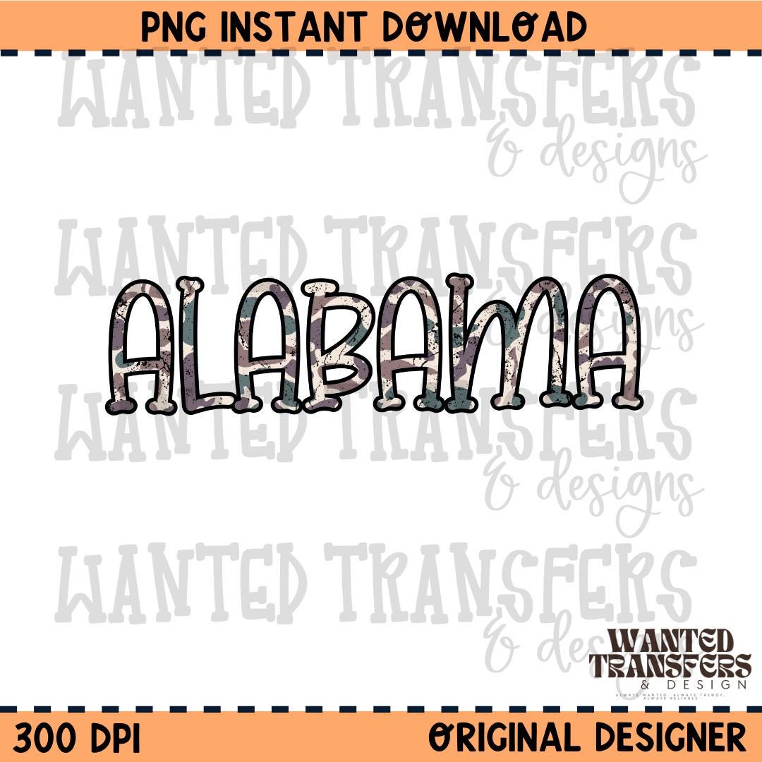Camo State Alabama PNG Digital Download, Trendy Camo, Grunge ...