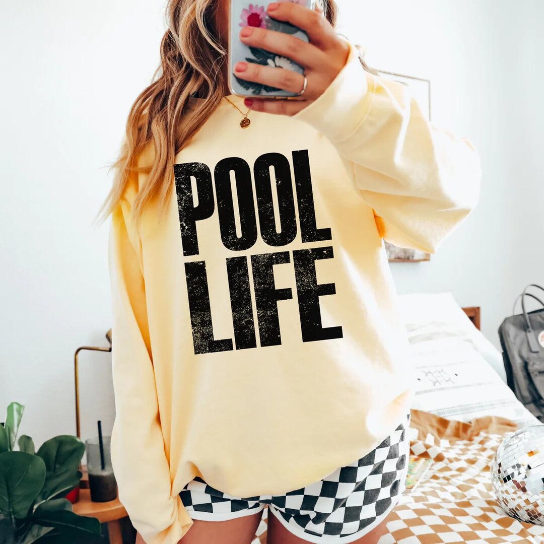 Pool Life Distressed, Black DTF Transfer, Trendy Pool DTF, Summer ...