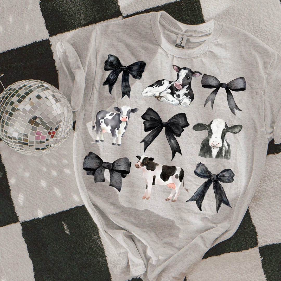 Dairy Cow Black Coquette DTF Transfer, Farm Animals, Farming, Western ...