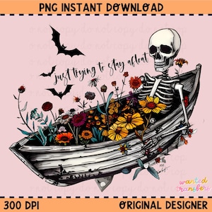 Just Trying to Stay Afloat PNG, Mental Health Png,skeleton PNG, Digital ...