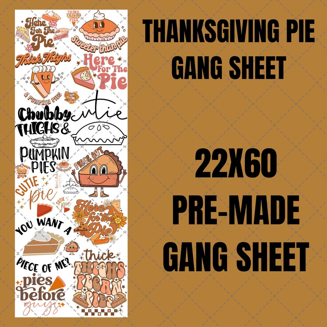 Thanksgiving Pie DTF Transfer Gang Sheet, Holiday Ready to Press (22 ...