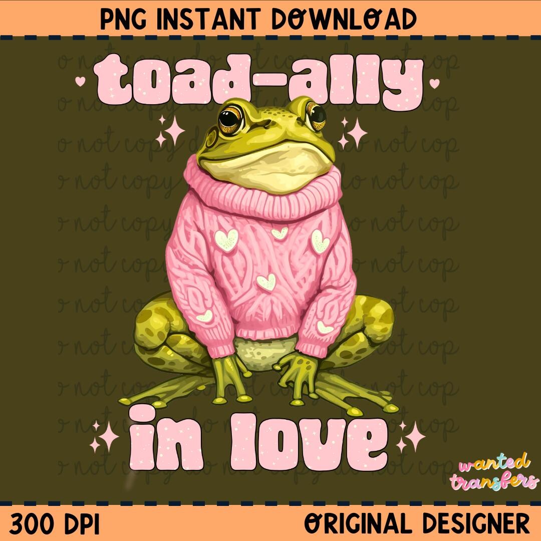 Toad-ally in Love Cute Frog PNG, Trendy Valentines PNG, Watercolor Vday ...