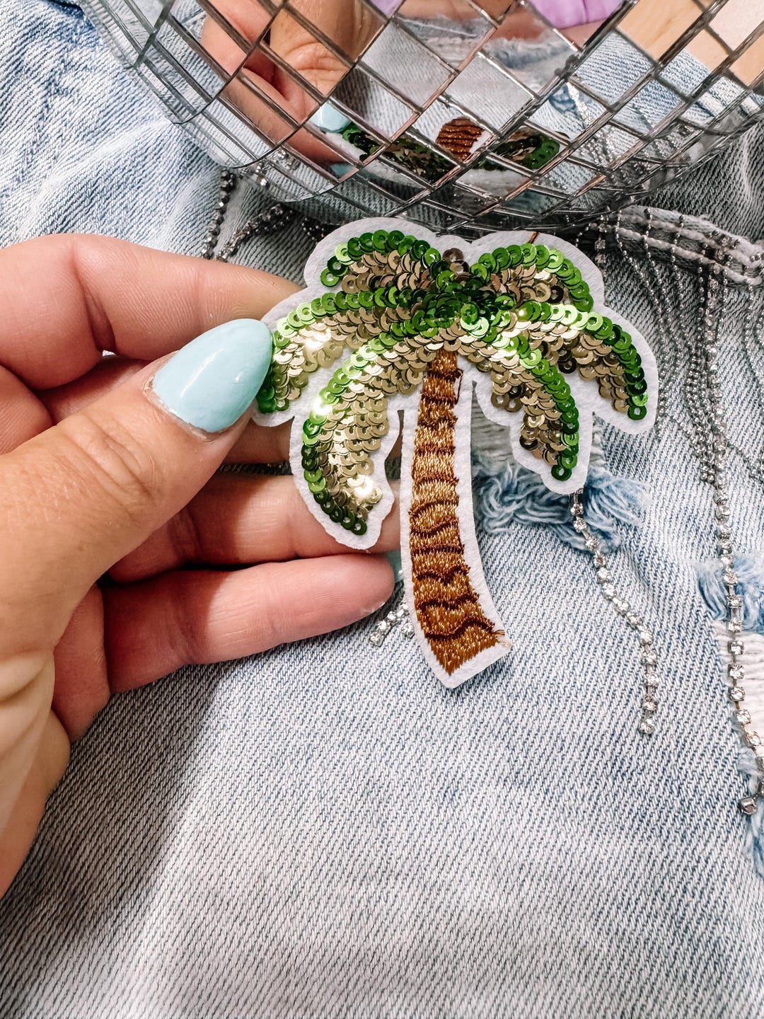 Sequin Palm Trees Summer Hat/pocket Patch, Trendy Hat Patch, New, Iron ...