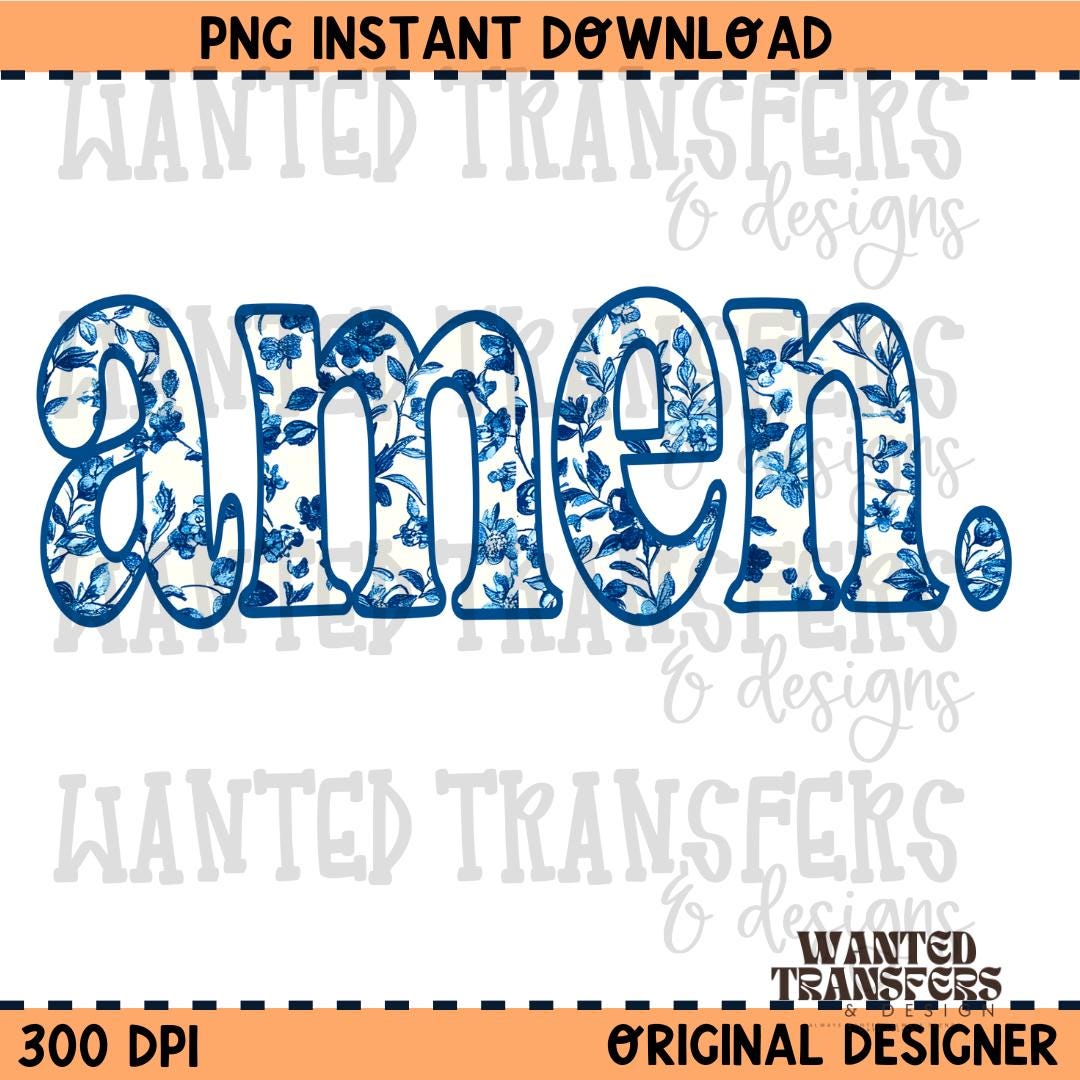 Amen Blue Toile PNG Digital Download - Etsy