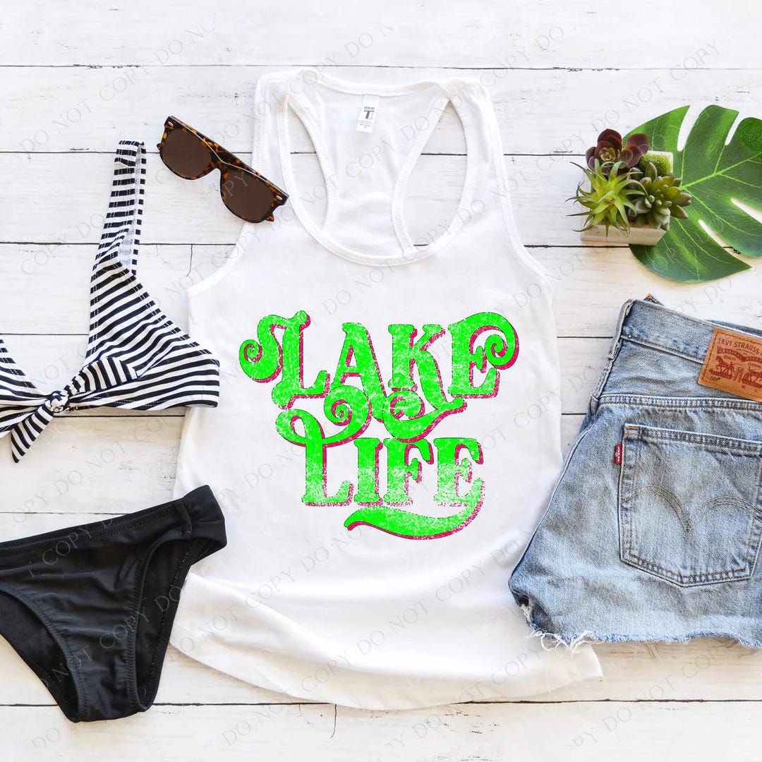 Neon Green Lake Life DTF Transfer, Trendy Lake DTF, Lake Weekend ...
