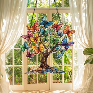 Butterfly Tree of Life Window Hanging, Life of Tree Window Decor ...