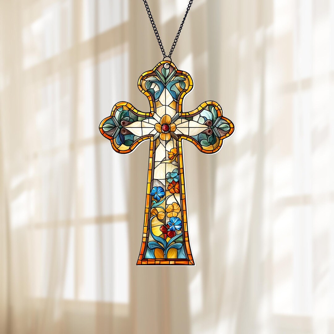 Cross Acrylic Suncatcher, Christian Cross Window Hanging, Suncatcher ...