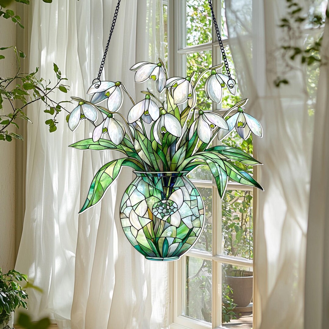 Snowdrop Bouquet Flowers Window Hanging, Gifts for Mom - Etsy