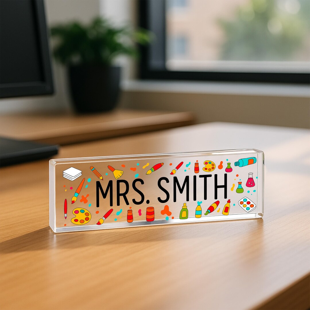 Personalized Art Teacher Desk Name Plate, Custom Desk Name Sign Gifts ...