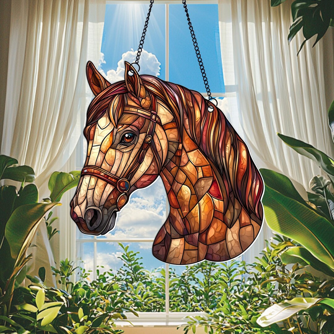 Horse Window Hanging, Farmhouse Style Ornament, Wild Mustang Decor ...