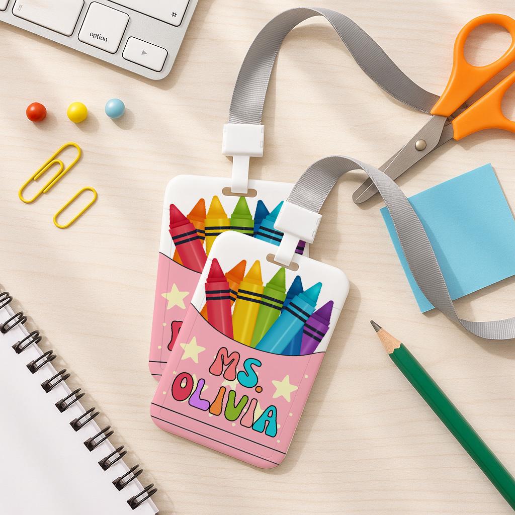 Personalized Teacher Name ID Card Badge Holder, Custom Teacher Back to ...