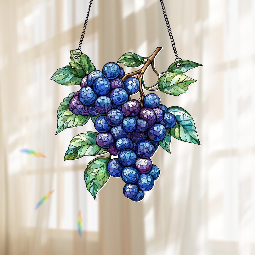 Blueberry Acrylic Window Hanging, Fruit Decor, Garden Decor, Blueberry ...